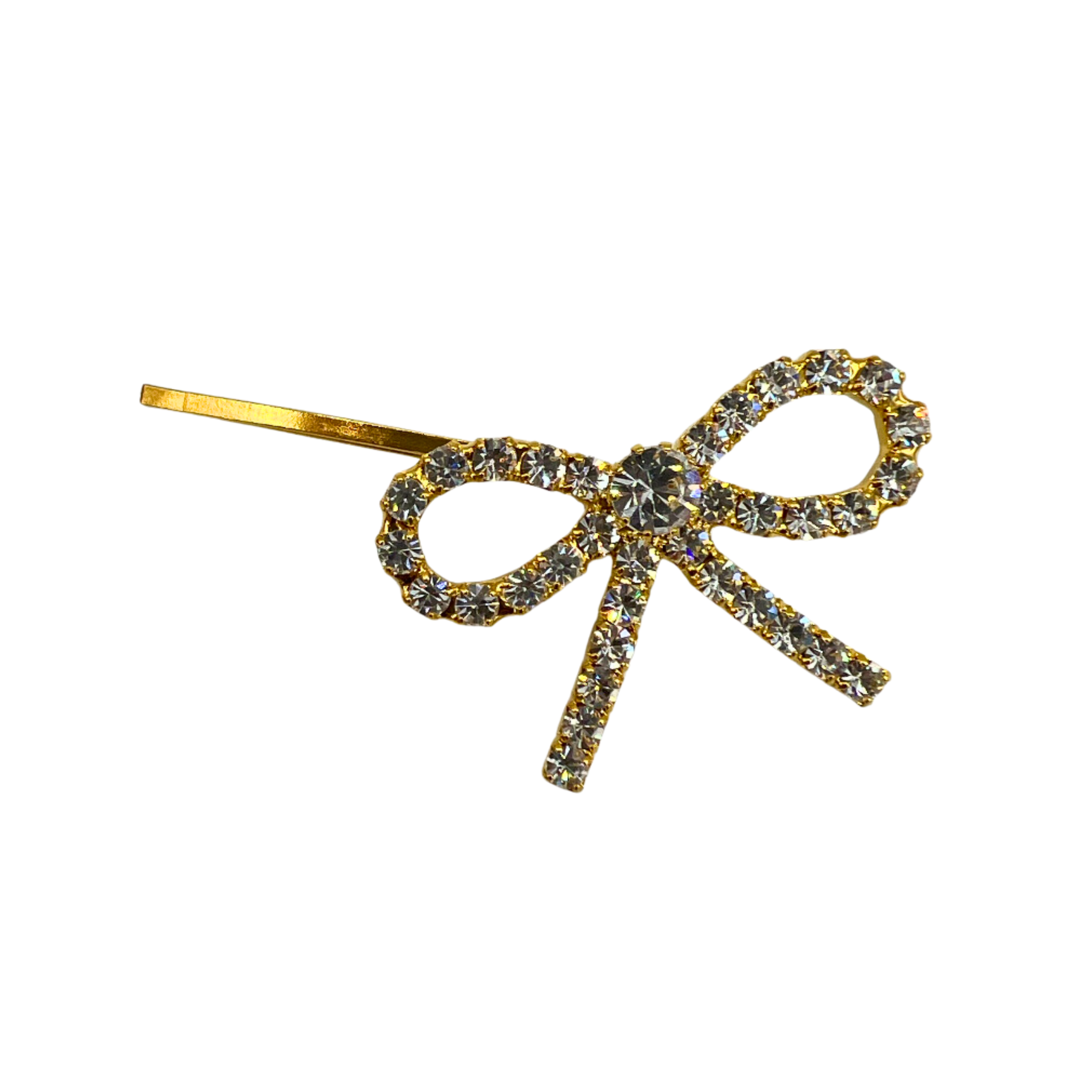 Classic Bow Bobby Pin featuring Sparkling Clear Crystal Bow Accent - 1 ...